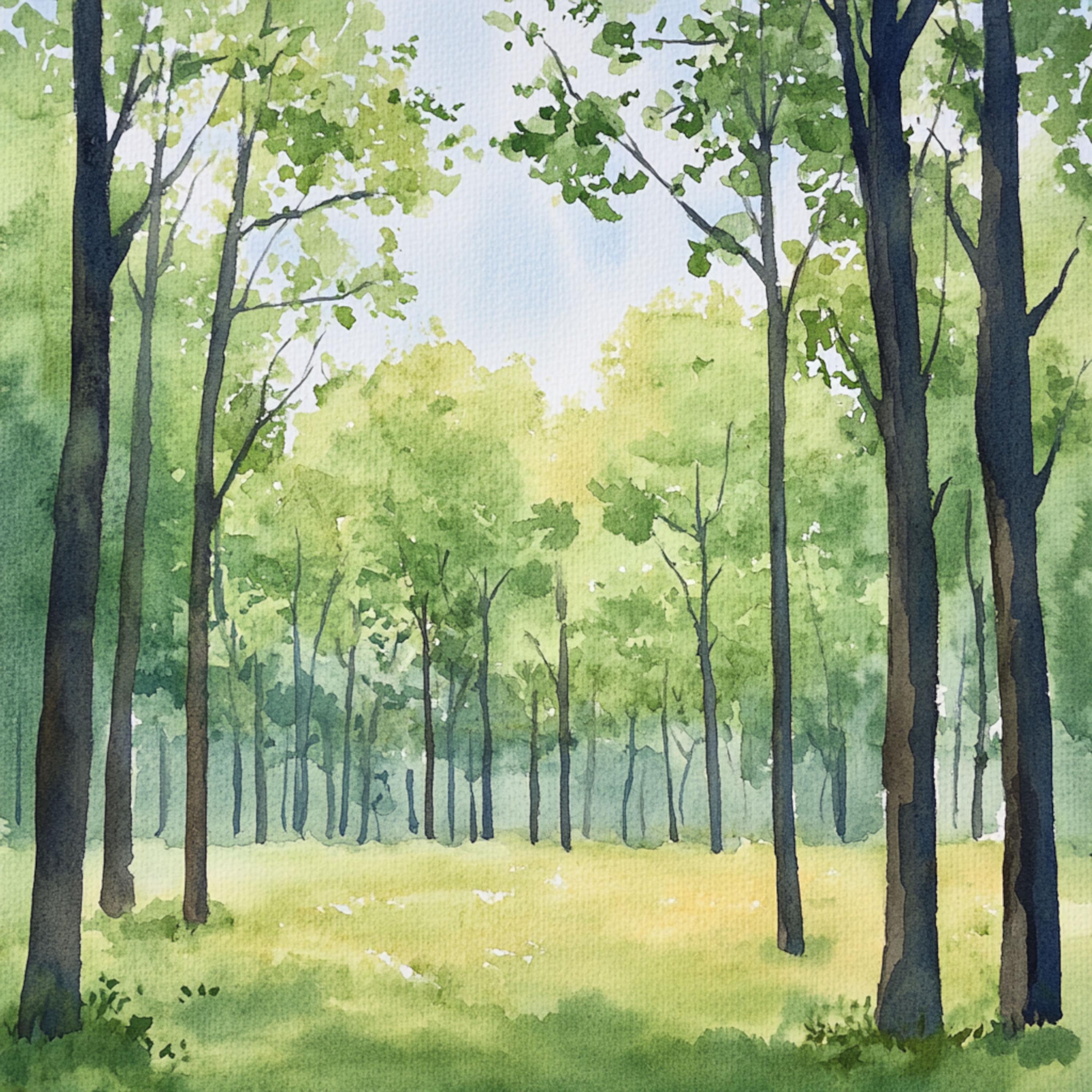 10 Printable Spring Forest, Watercolor Art, Spring Forest, Green Forest ...