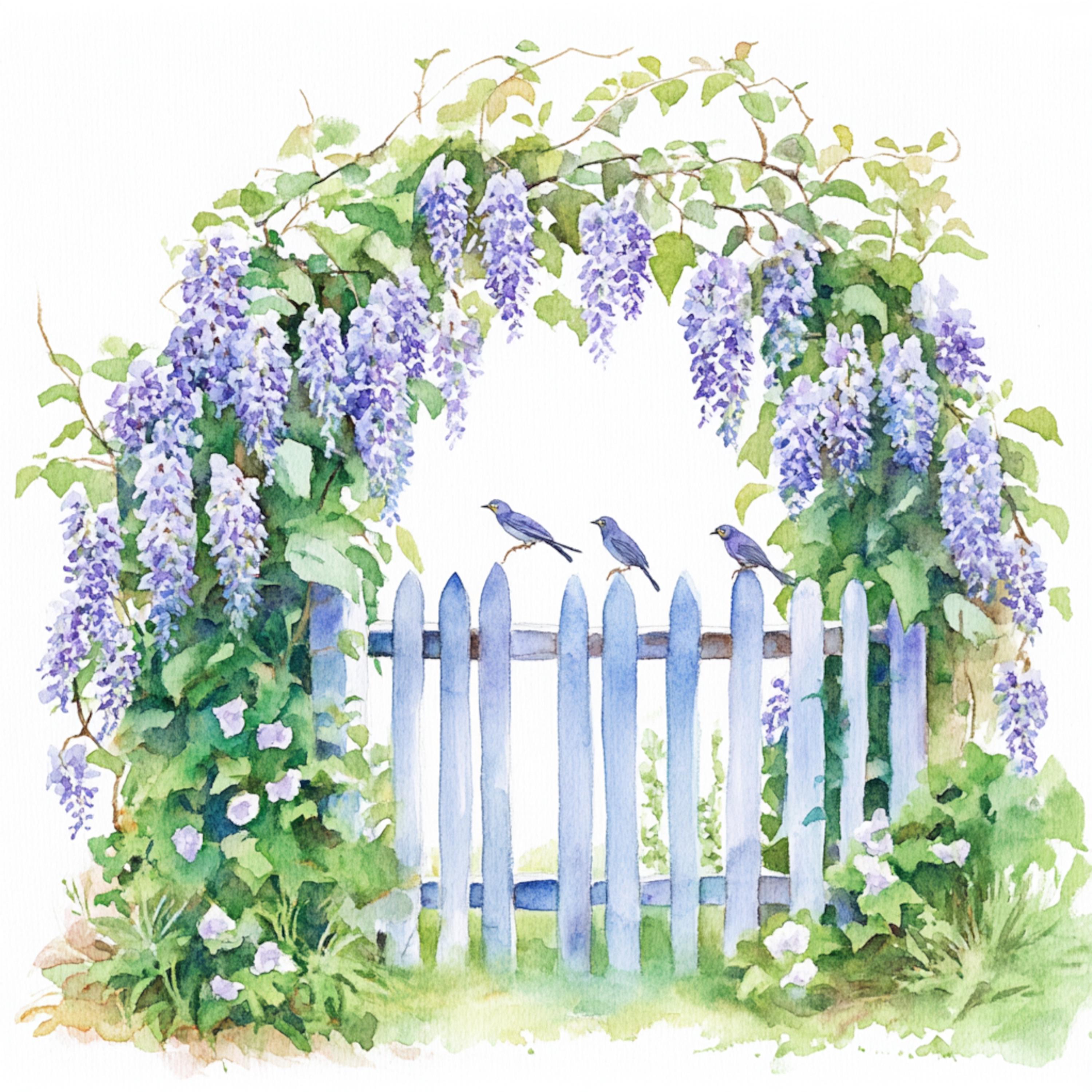 10 Printable Gates, Floral Garden Gates Country Fence With Wisteria ...