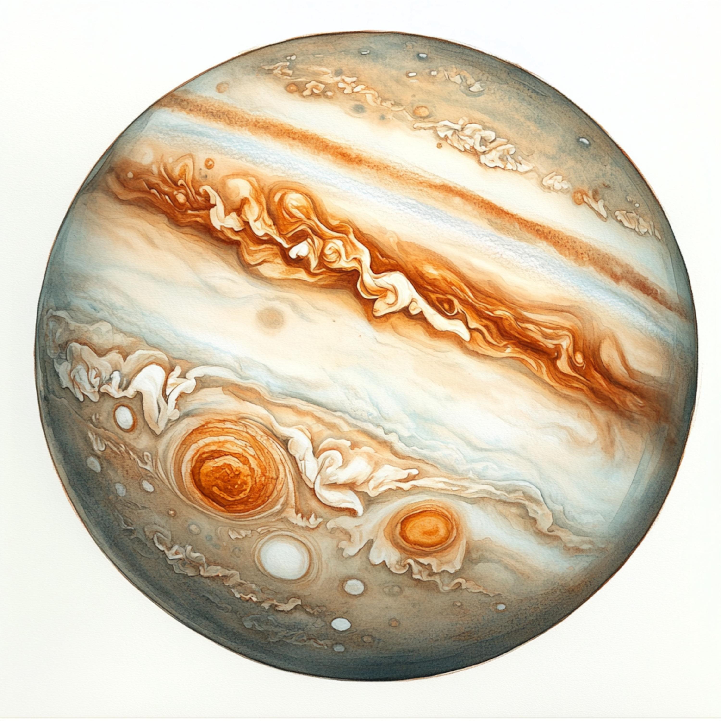 Printable Jupiter Art, Watercolor Jupiter, 10 Planet Clipart, Printable ...