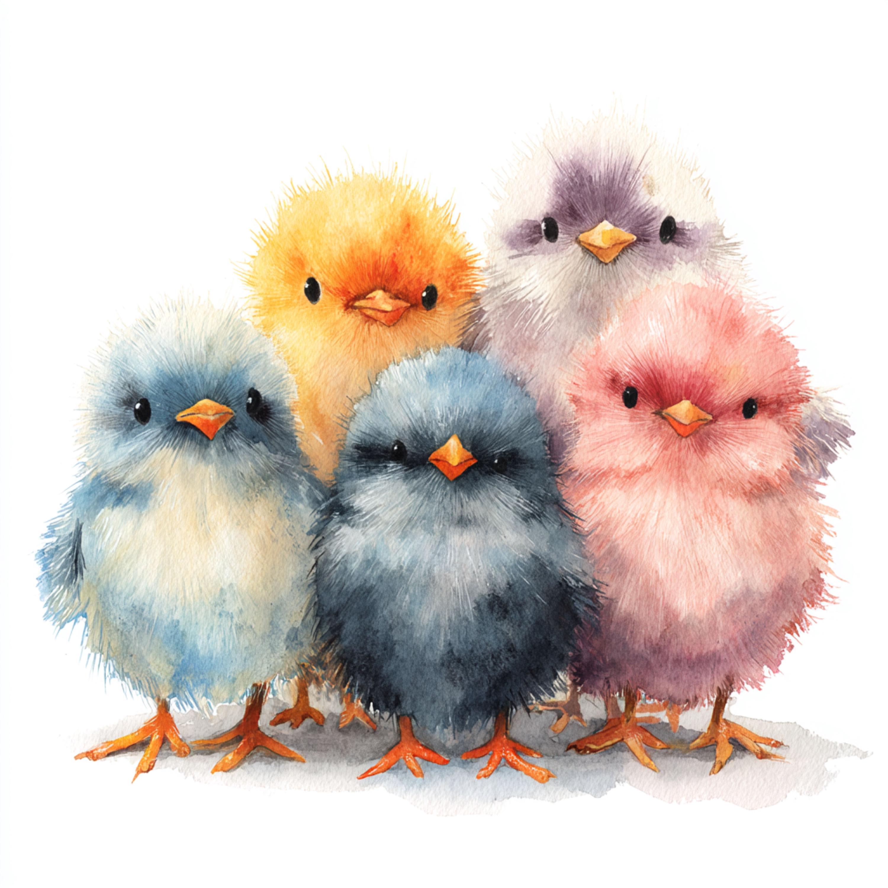 10 Printable Whimsical Birds, Watercolor Baby Birds, Cute Bird ...