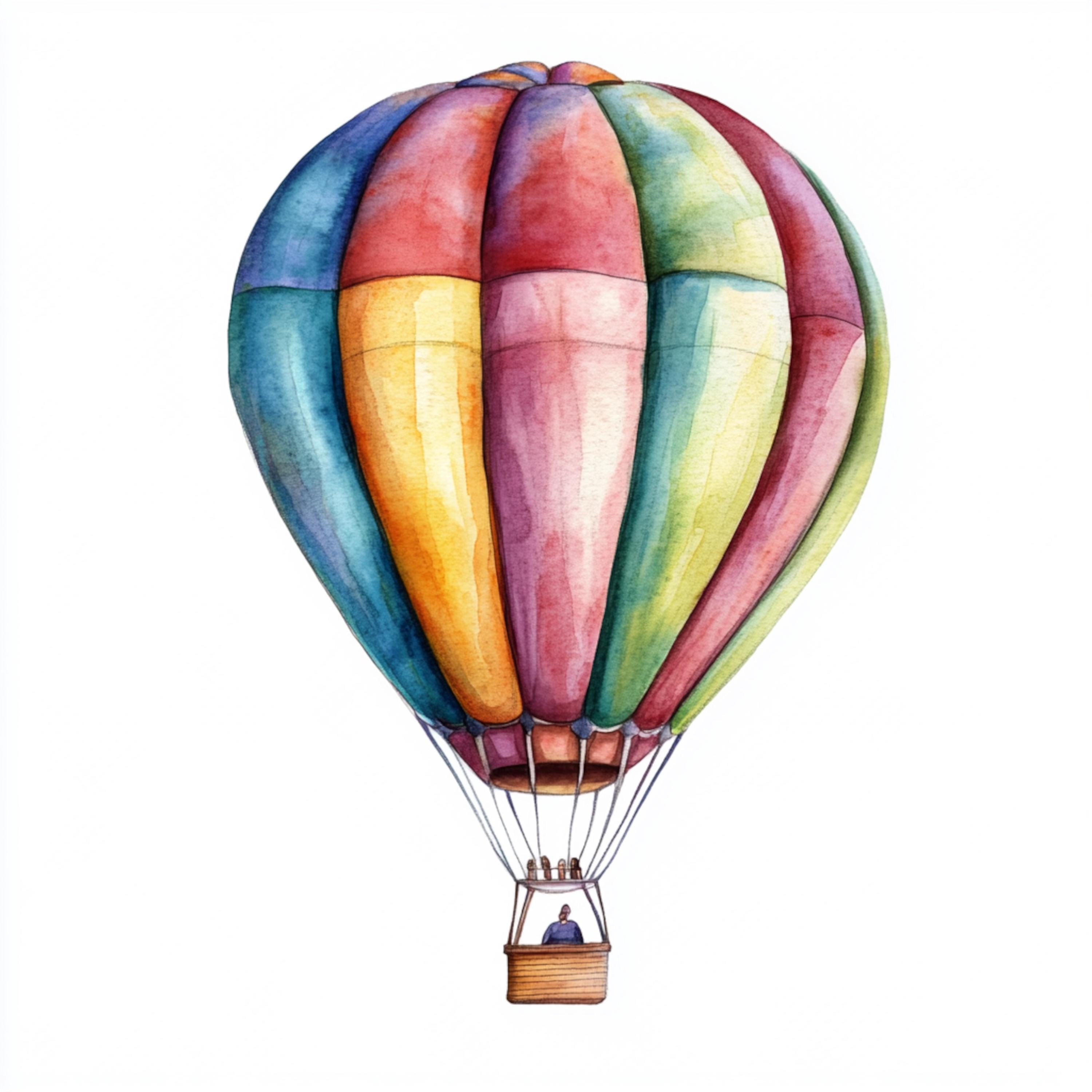 Printable Hot Air Baloon Clipart, Watercolor Art, Printable JPG, Air ...