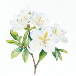 10 Printable Azaleas Watercolor, White Rhododendron, Watercolor Flower ...