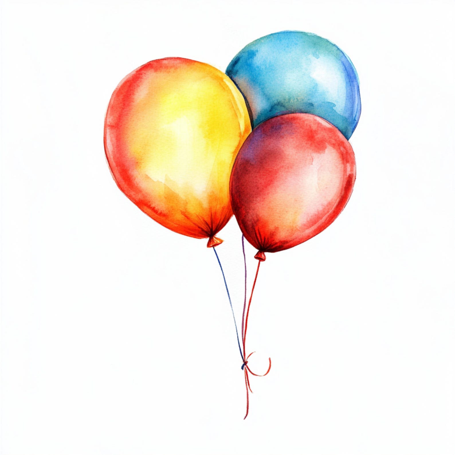 Printable Colorfull Balloons, Watercolor Party Ballons, Printable Jpgs ...