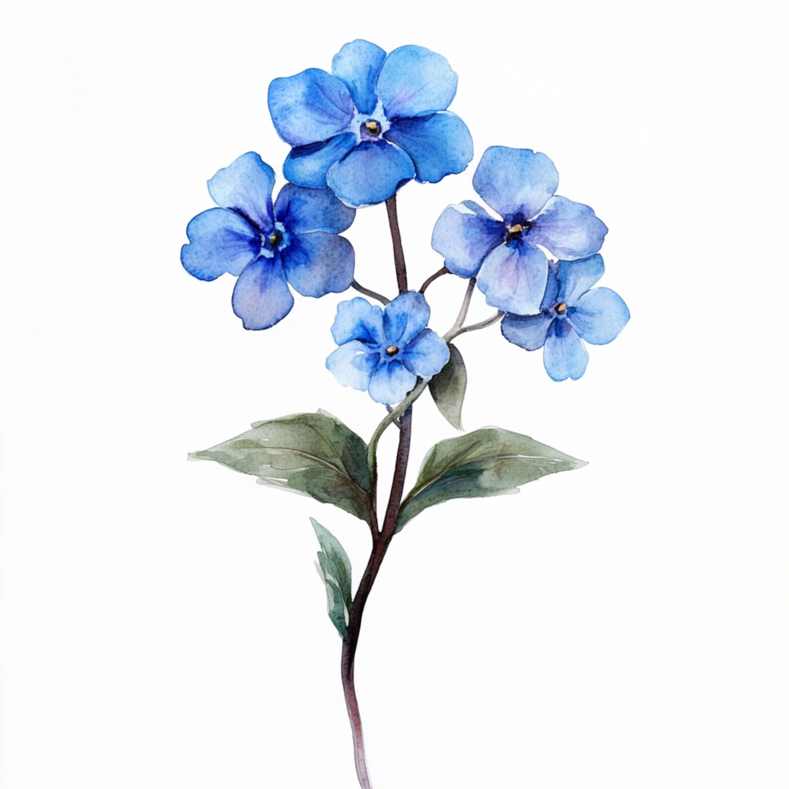 Printable Forget Me Not Art, Watercolor Forgetmenot Blossom, Spring ...