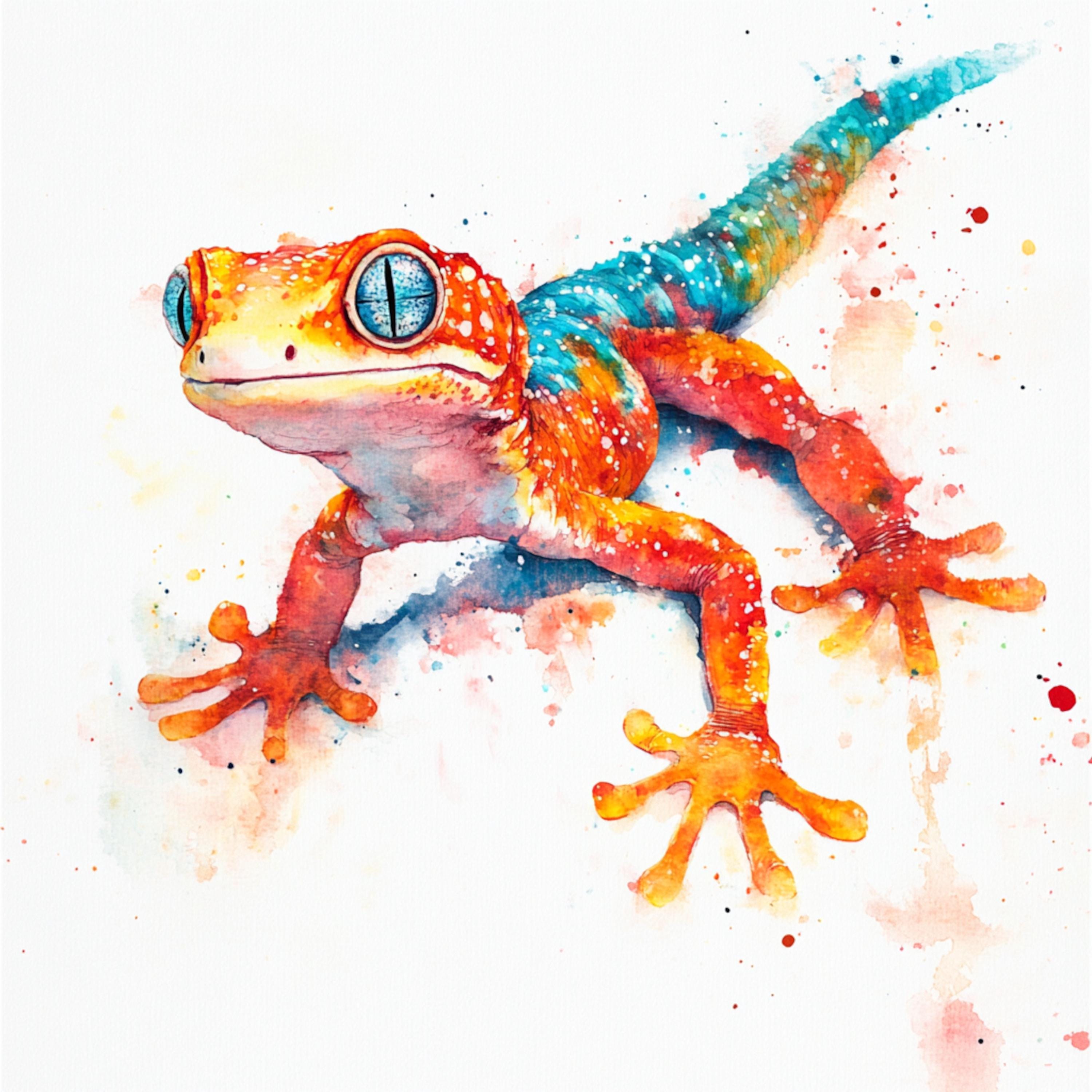 10 Printable Gecko Clipart, Gecko Watercolor, Geckos Print, Printable ...