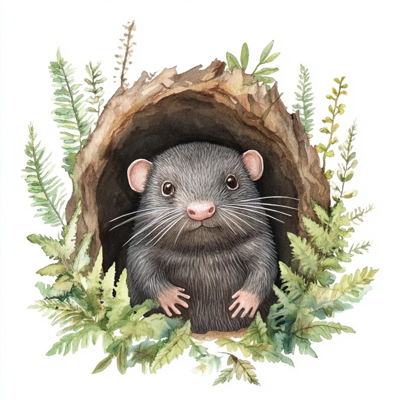 Printable Cute Mole Clipart, Moles Watercolor Art, Printable JPG ...