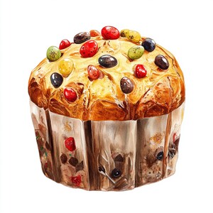 10 Printable Easter Panettone Art, Watercolor Images, Panettone on ...