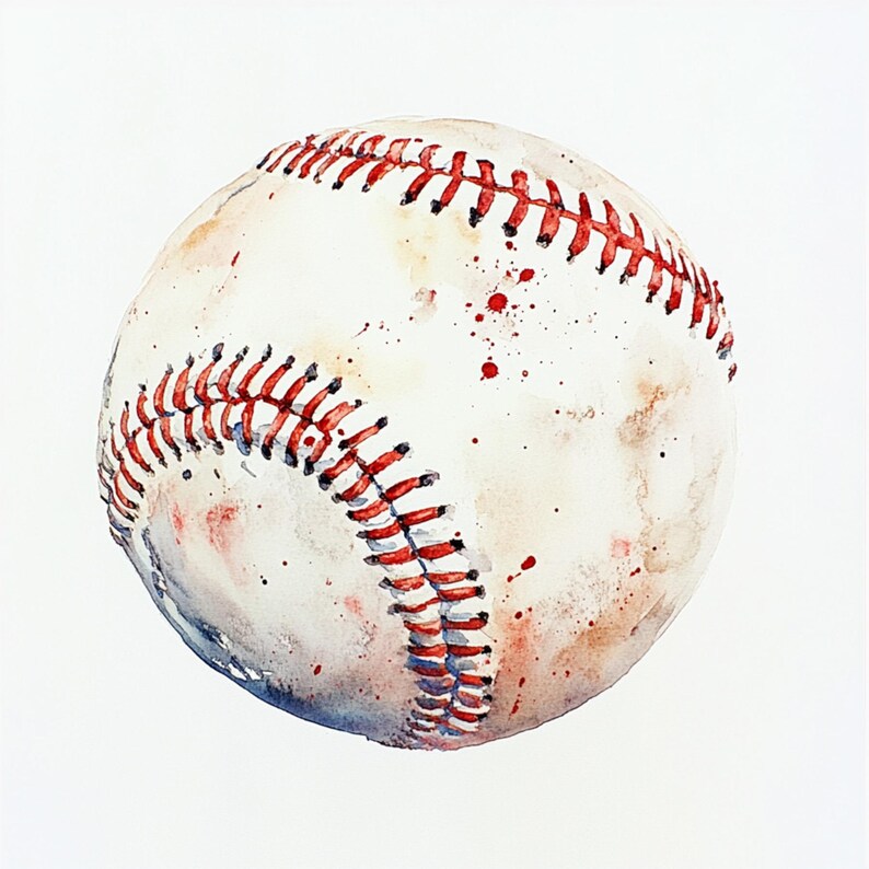 Printable Baseball Ball Clipart, Watercolor Art, Printable JPG ...