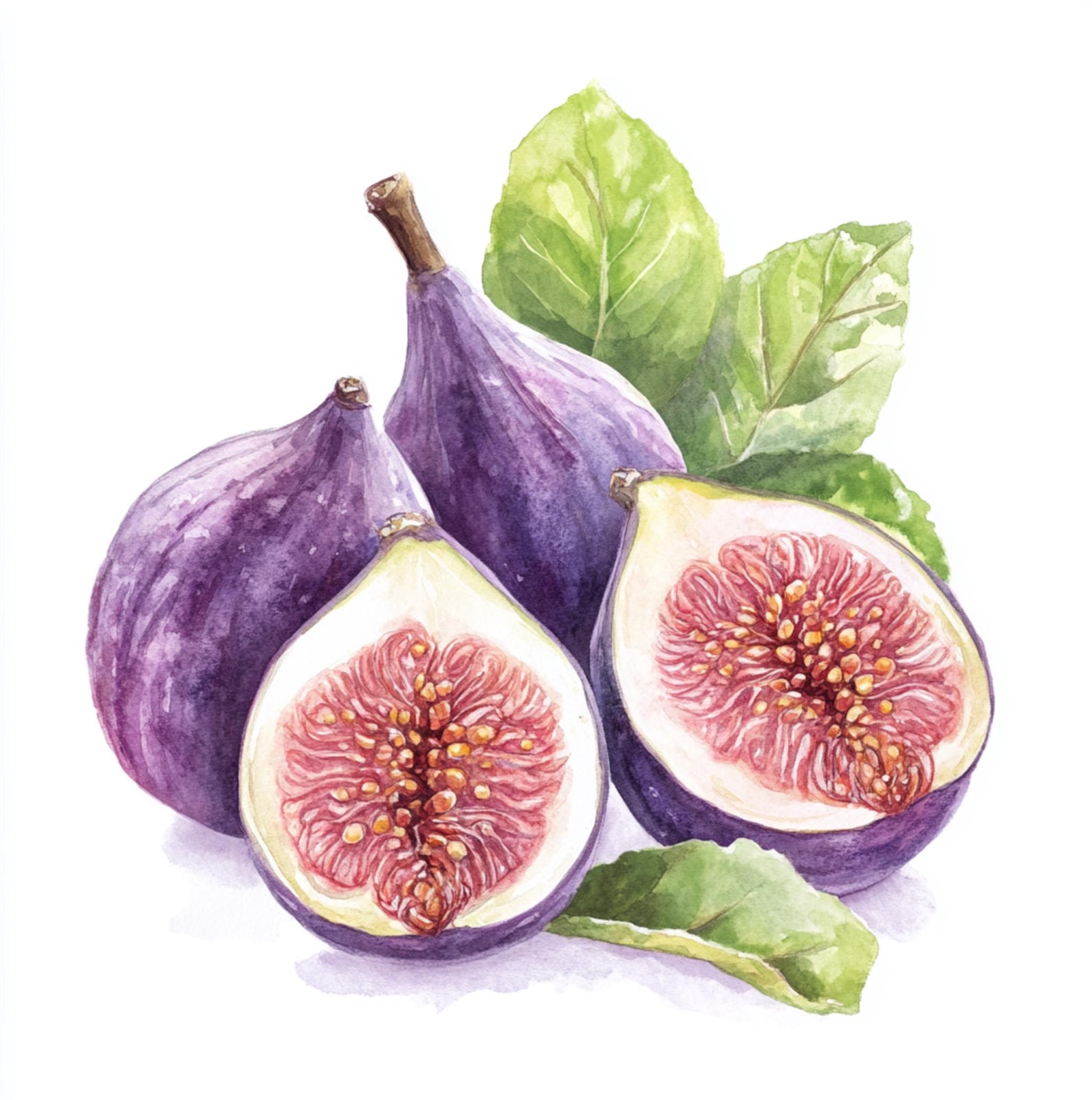 10 Printable Figs, Watercolor Fruit, Fig Clipart, Kitchen Decor ...