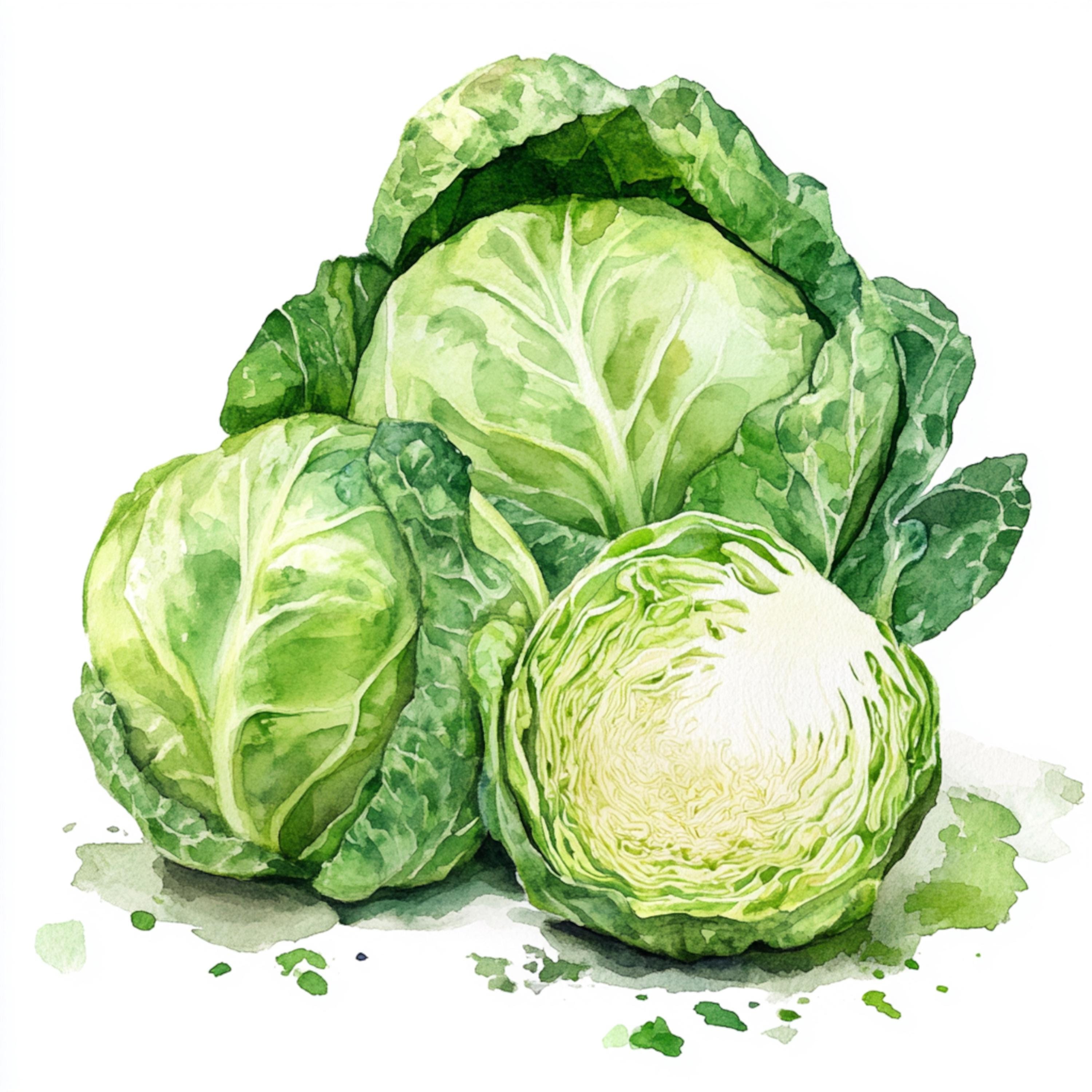 Printable Cabbage Decor, Watercolor Images, Cabbages Art, 10 Clip Art ...