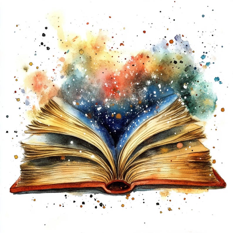 10 Printable Magic Books Clipart, Magic Book Watercolor, Printable Jpgs ...