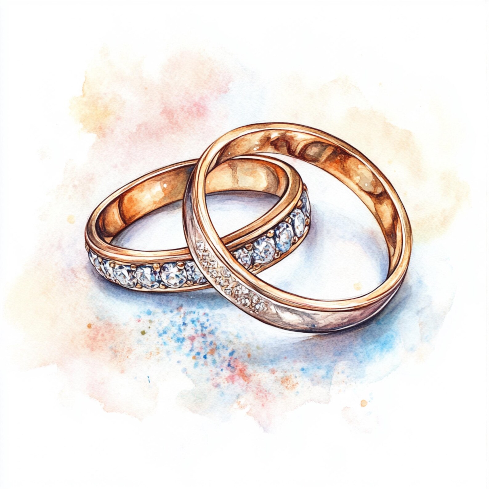 10 Wedding Rings Prints, Wedding Clipart, Create Gift Card, Whimsical ...