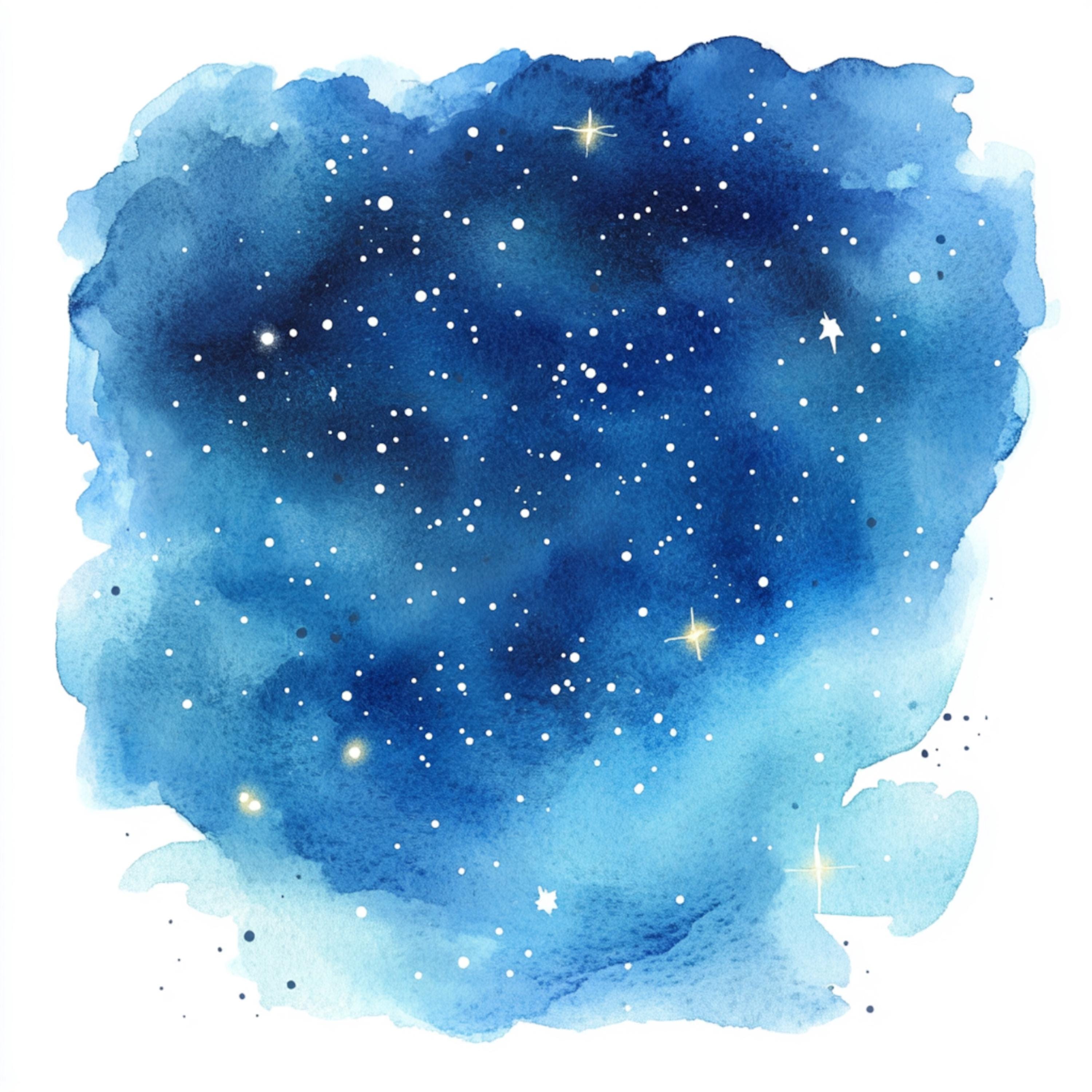 10 Printable Star Night Art, Watercolor Star Night Sky, Cartoon Star ...