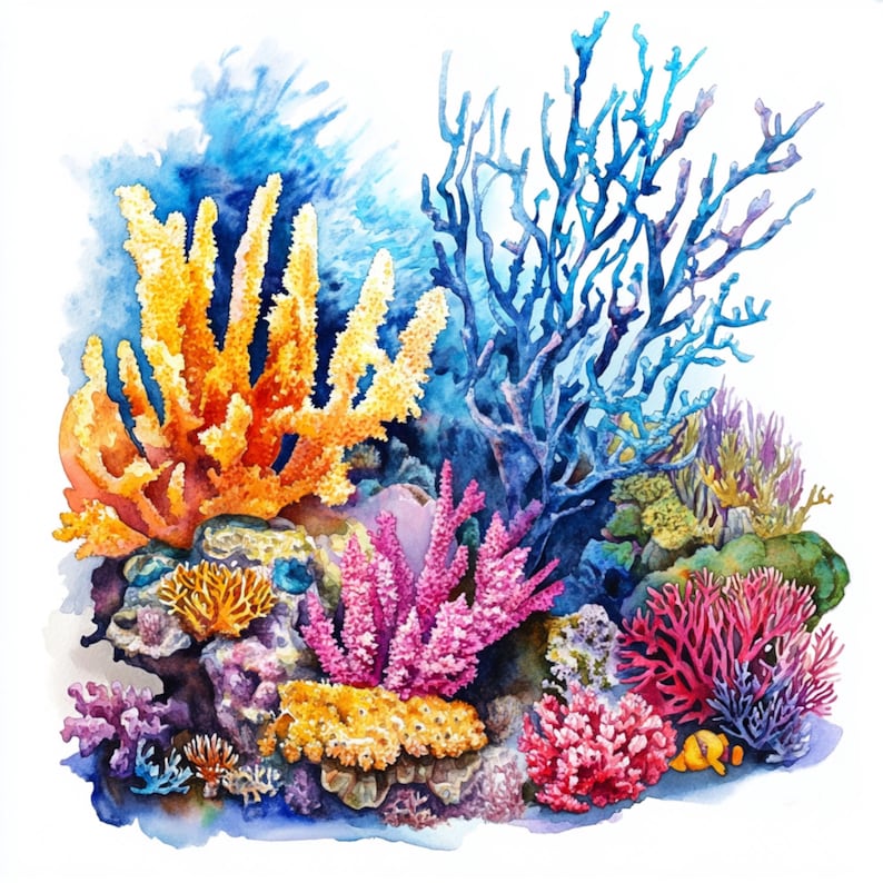 Printable Corals Clipart, Corals Watercolor, Nautical Print, Printable ...