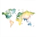 World Map Watercolor Art, World Map Clipart, 10 Clip Art, Printable JPG ...