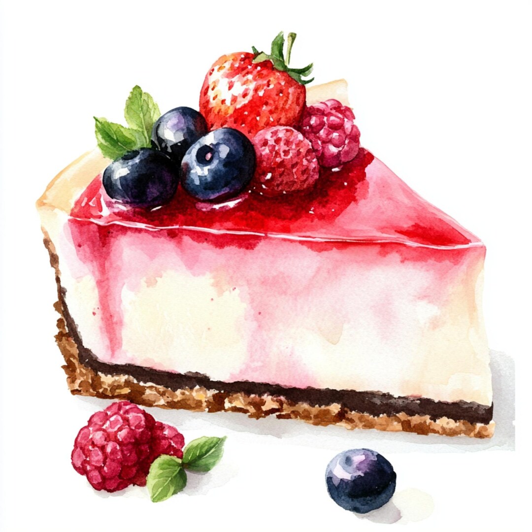 10 Printable Cheesecake, Watercolor Images, Food Art Decor Clipart ...