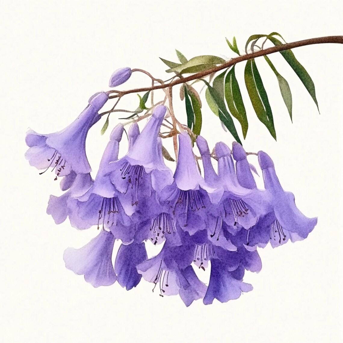 10 Printable Jacaranda, Purple Jacaranda Flower, Watercolor Clipart ...