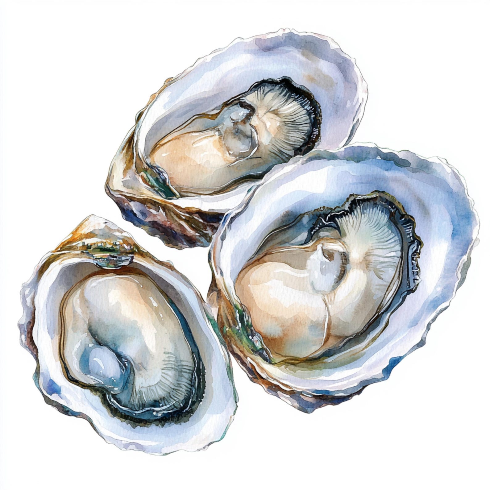 Printable Oyster Clipart, Oyster Watercolor, Nautical Clip Art ...