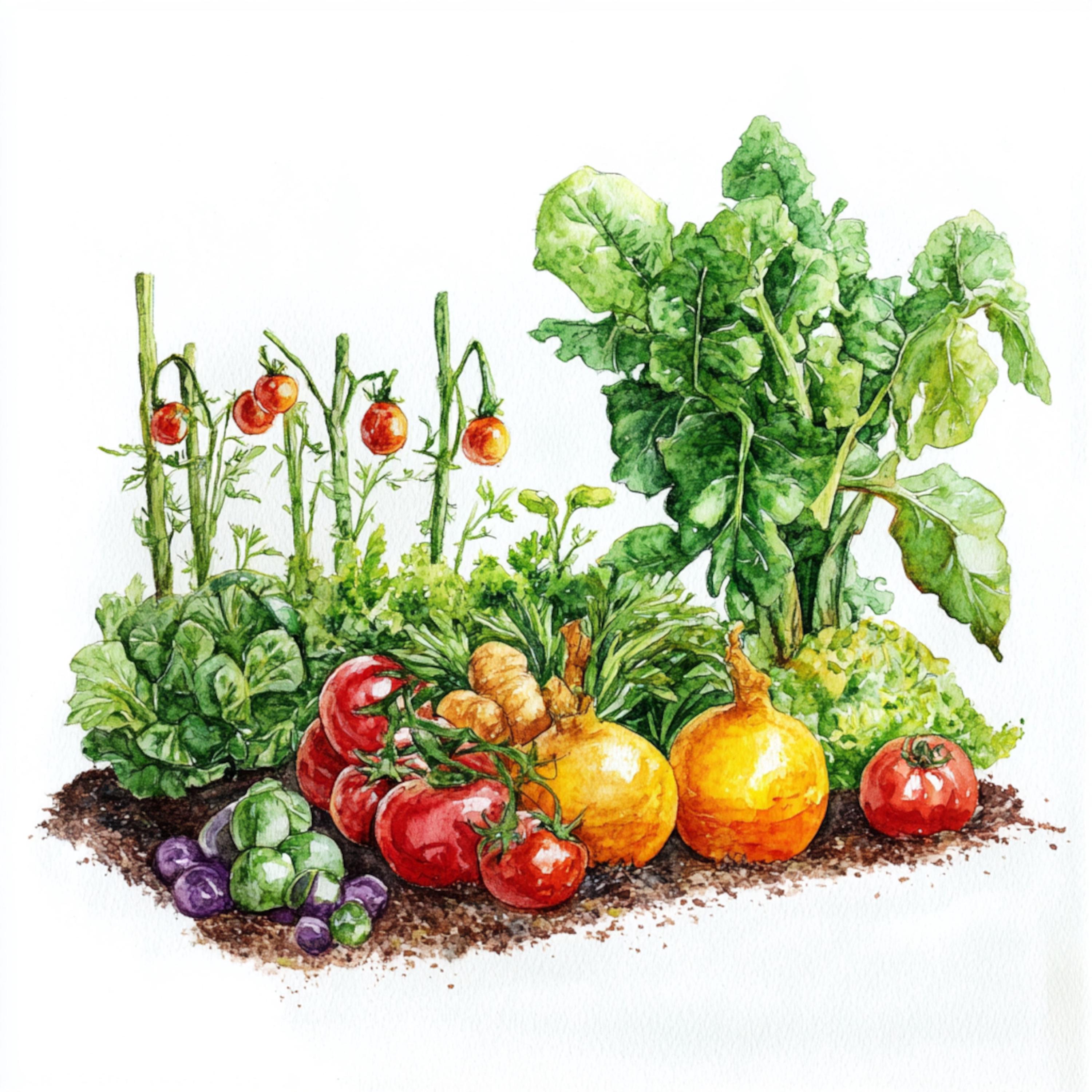 Printable Vegetable Garden Decor, Watercolor Images, Garden Art, 10 ...