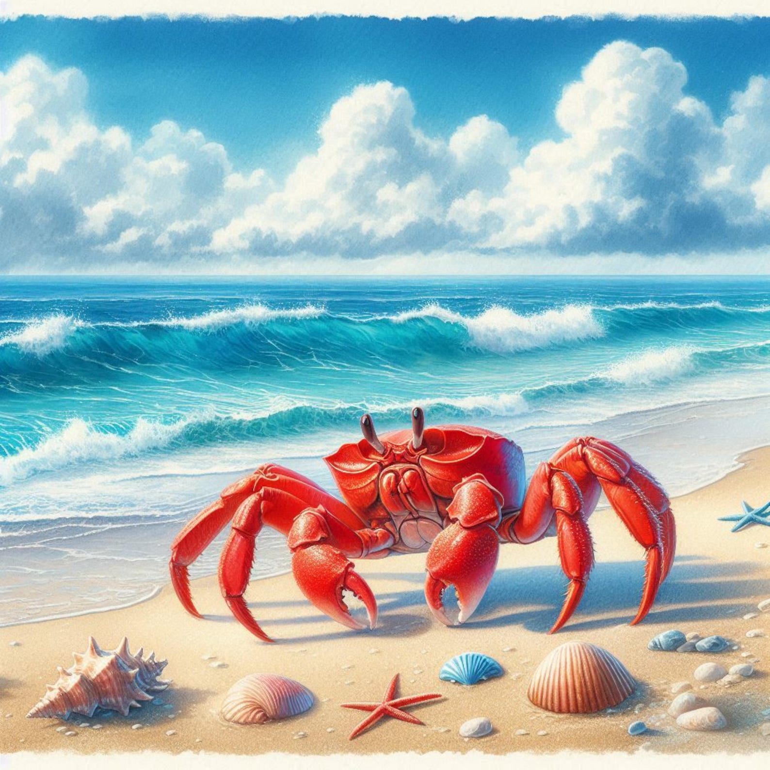 Printable Crab on Beach Clipart, Crab Watercolor, Nautical Clip Art ...