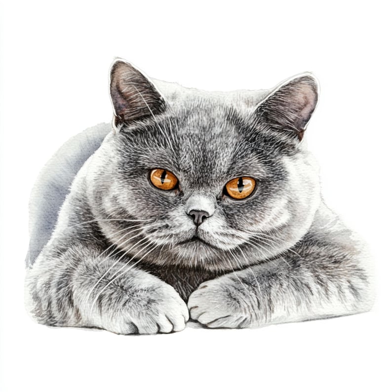 Printable British Cat Clipart, Watercolor British Shorthair, Cute Cat ...