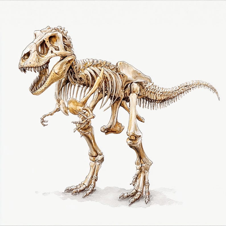 12 Printable Dinosaur Skeletons, Skeletons Jpgs, Paper Design ...