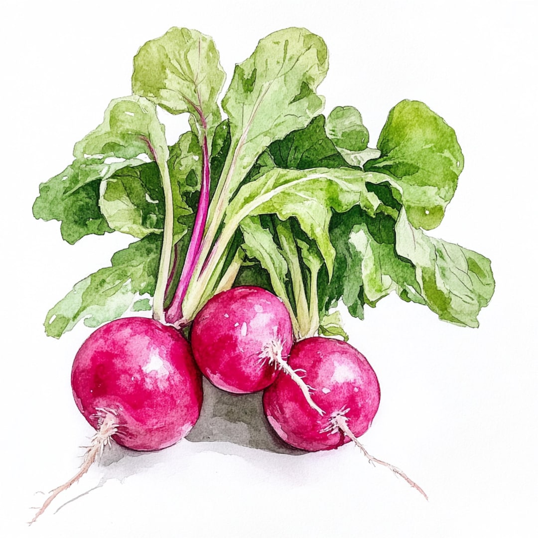 10 Printable Redish Art, Watercolor Redishes, Redish Print, Vegetable ...