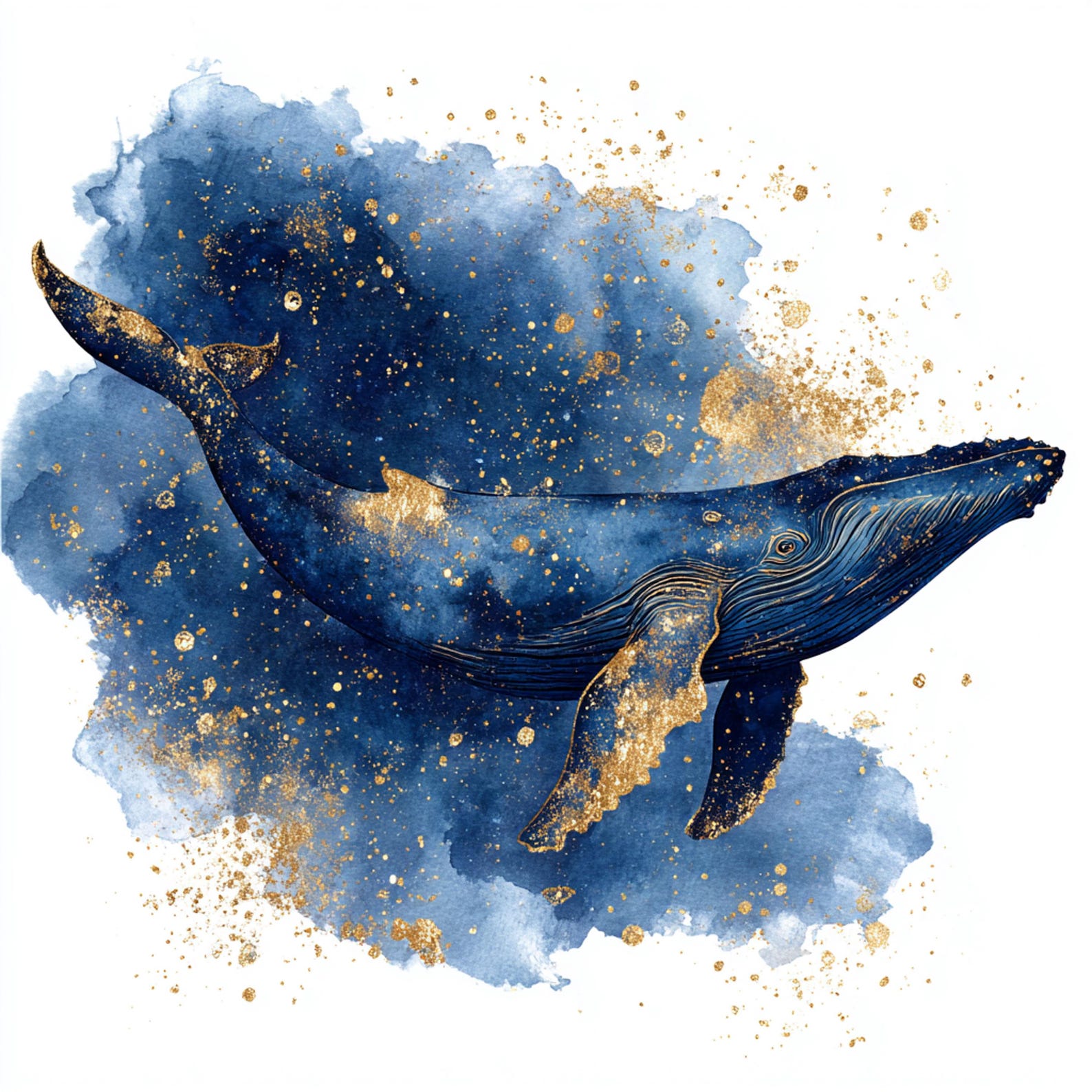 10 Printable Starry Whale Clipart, Whale Watercolor, Nautical Clip Art ...