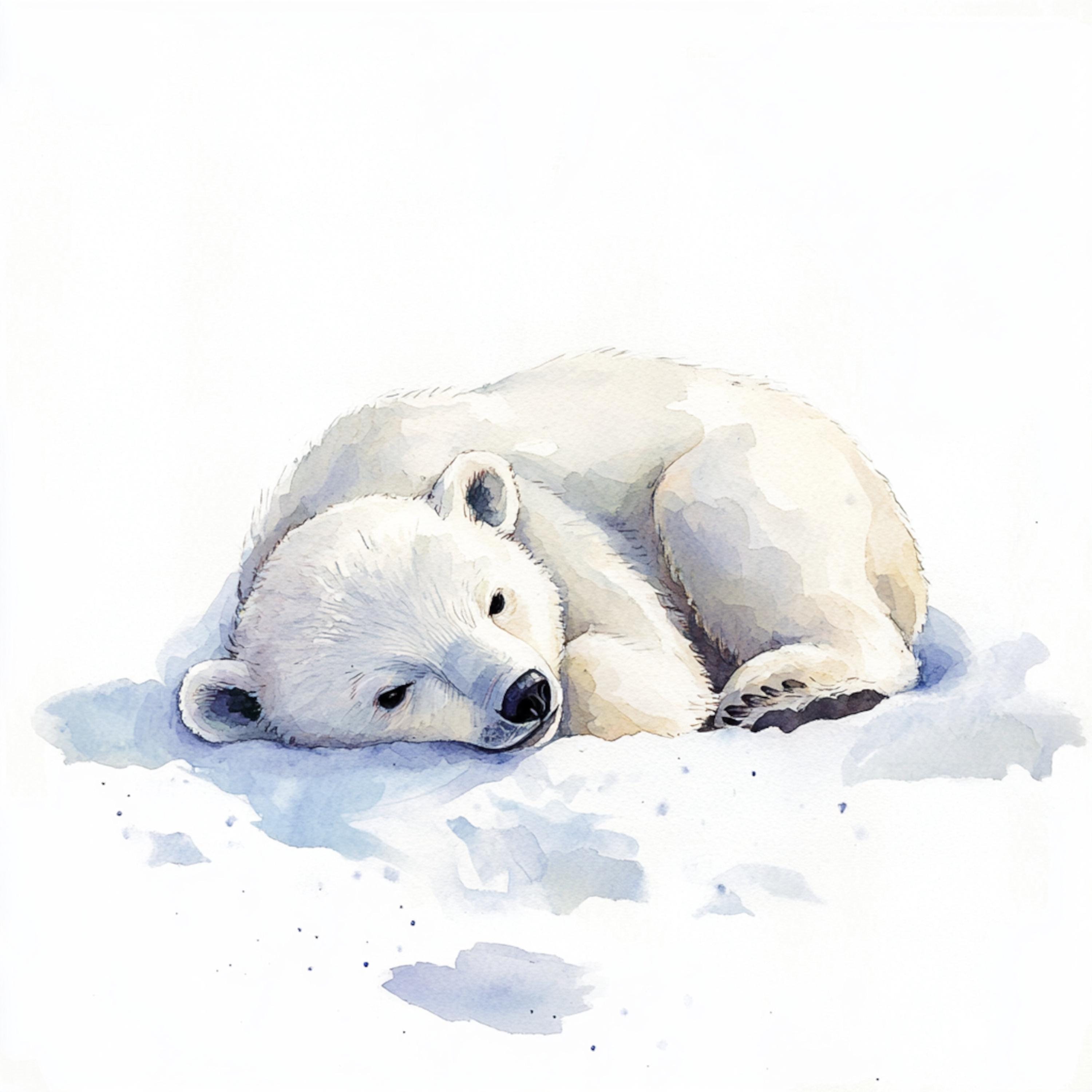 10 Printable Polar Bear, Watercolor Polar Bear, Cute Baby Polar Bear ...