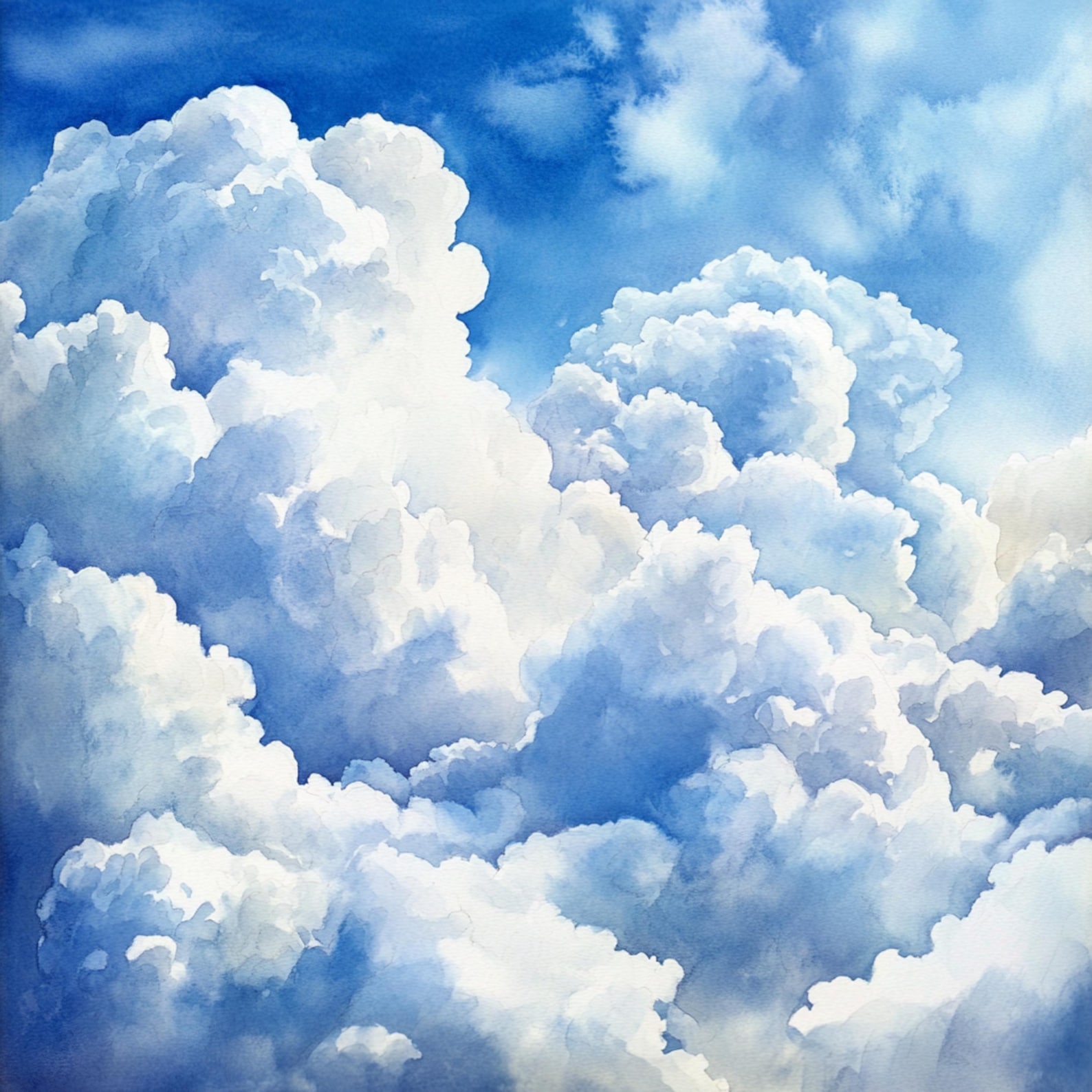 Printable Clouds, Watercolor Cloud, Blue Heaven Clipart, Printable JPG ...