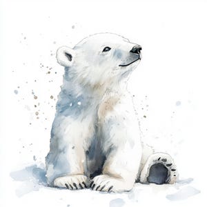 10 Printable Polar Bear, Watercolor Polar Bear, Cute Baby Polar Bear ...