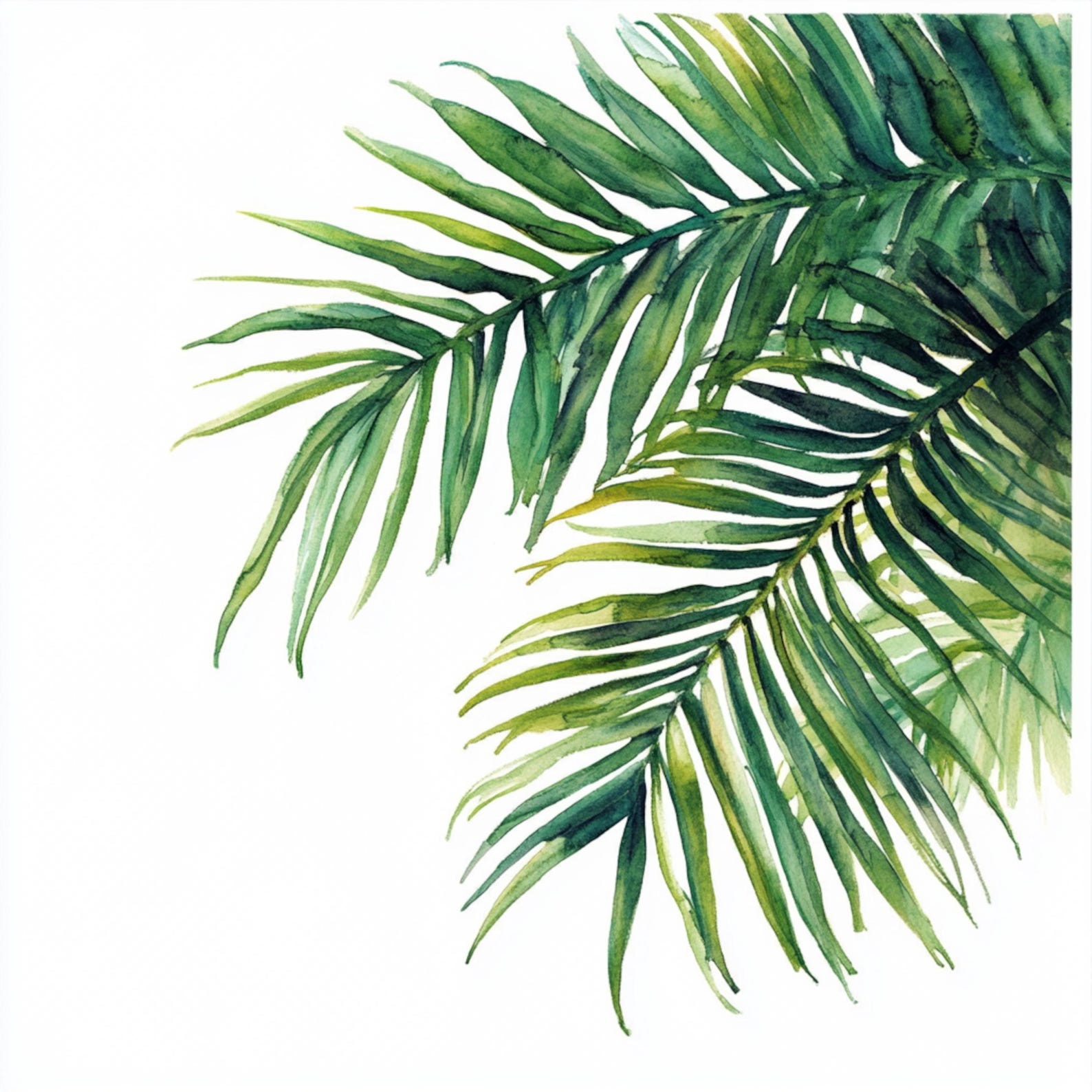 Printable Palm Leaves Decor, Watercolor 10 Images, Palm Leaves ...