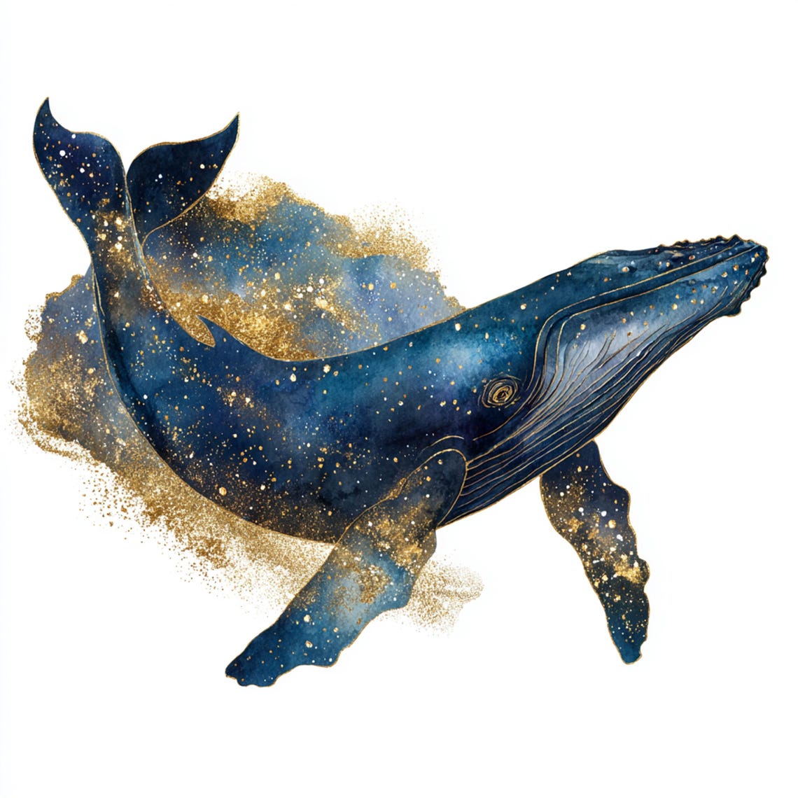 10 Printable Starry Whale Clipart, Whale Watercolor, Nautical Clip Art ...