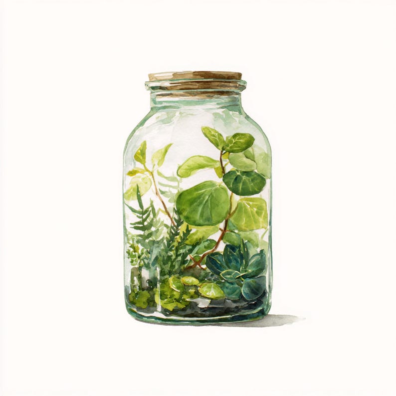 10 Printable Terrarium, Glass Terrarium, Botanical Terrarium Decor ...