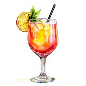 10 Printable Beach Cocktail, Watercolor Images, Tropical Cocktails Art ...