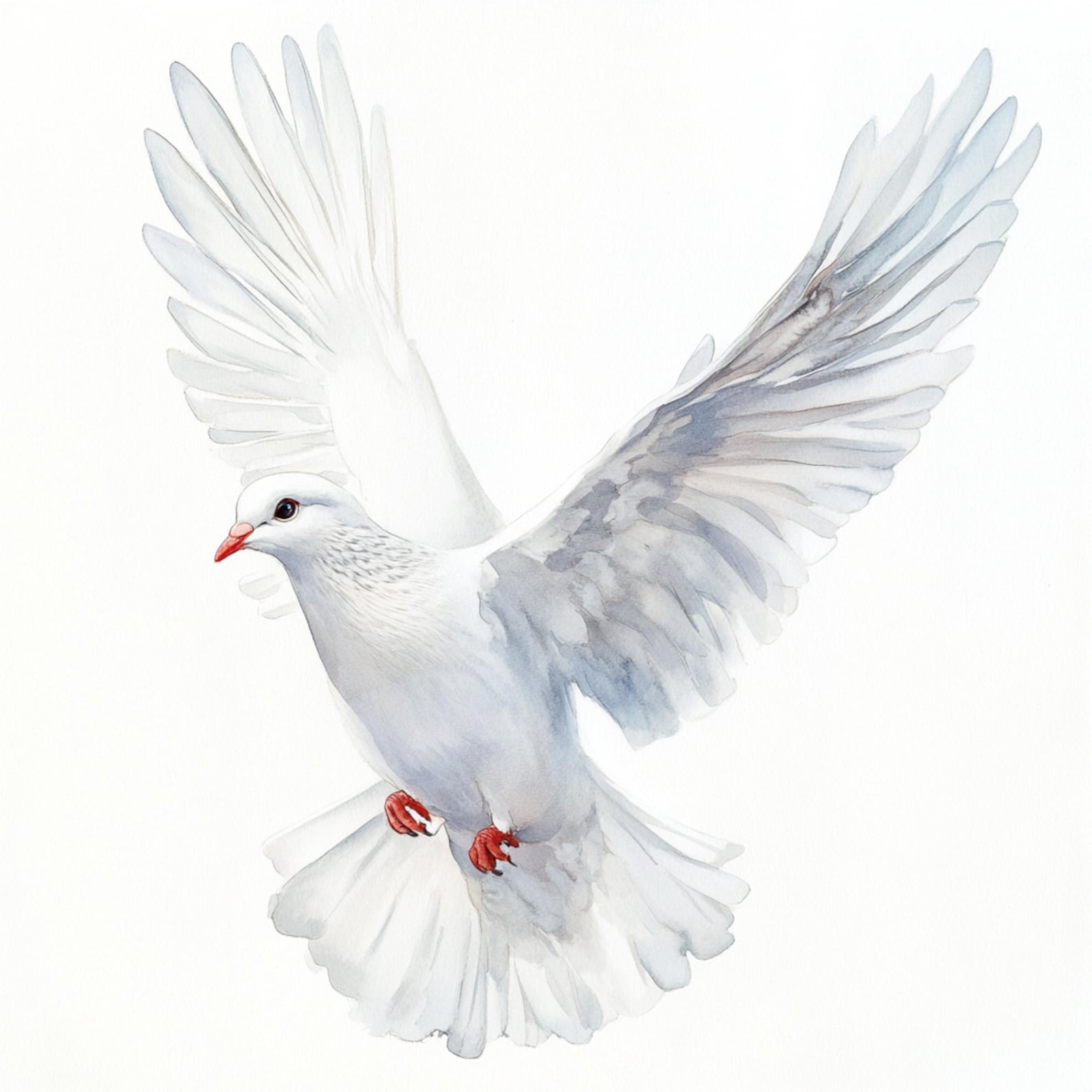 10 Printable White Dove, Peace Dove, Printable Watercolor Clipart ...