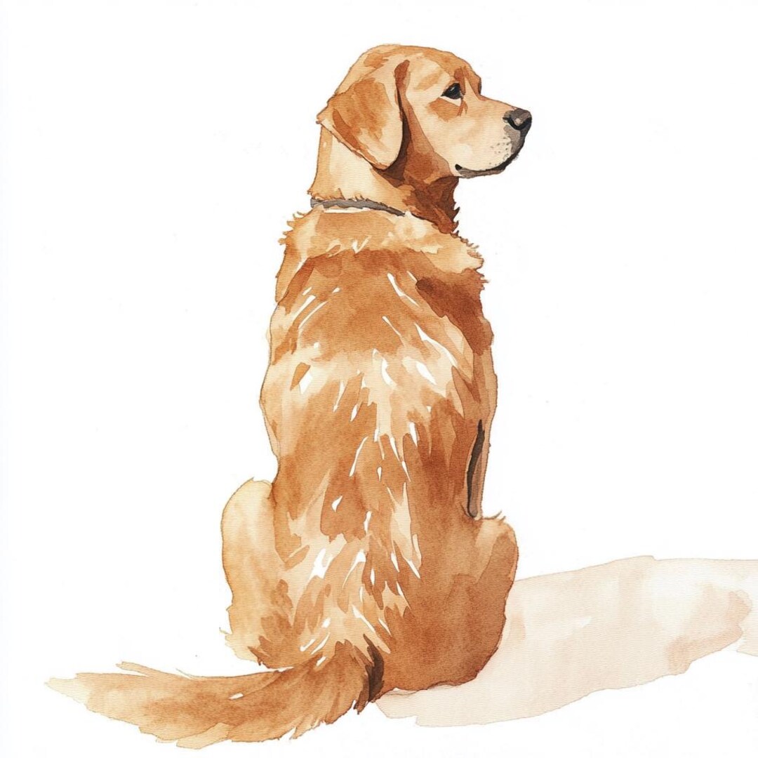 Labrador Sitting Back Retriever Clipart, Labrador Dog, Watercolor Art ...