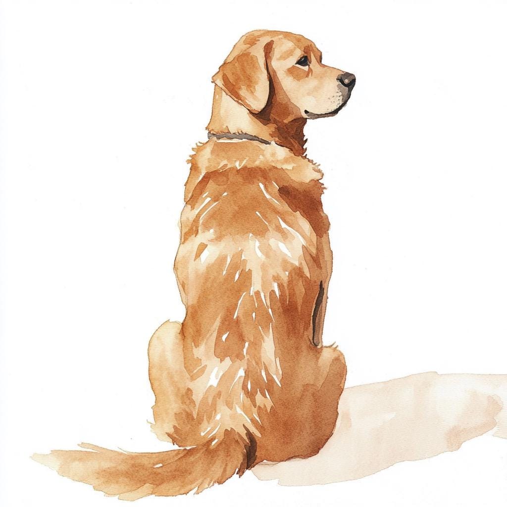Labrador Sitting Back Retriever Clipart, Labrador Dog, Watercolor Art ...
