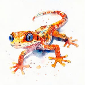 10 Printable Gecko Clipart, Gecko Watercolor, Geckos Print, Printable ...