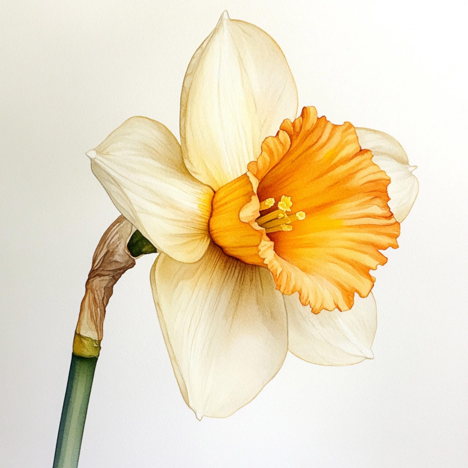 10 Printable Daffodil Decor, Daffodil Watercolor Images, Spring ...