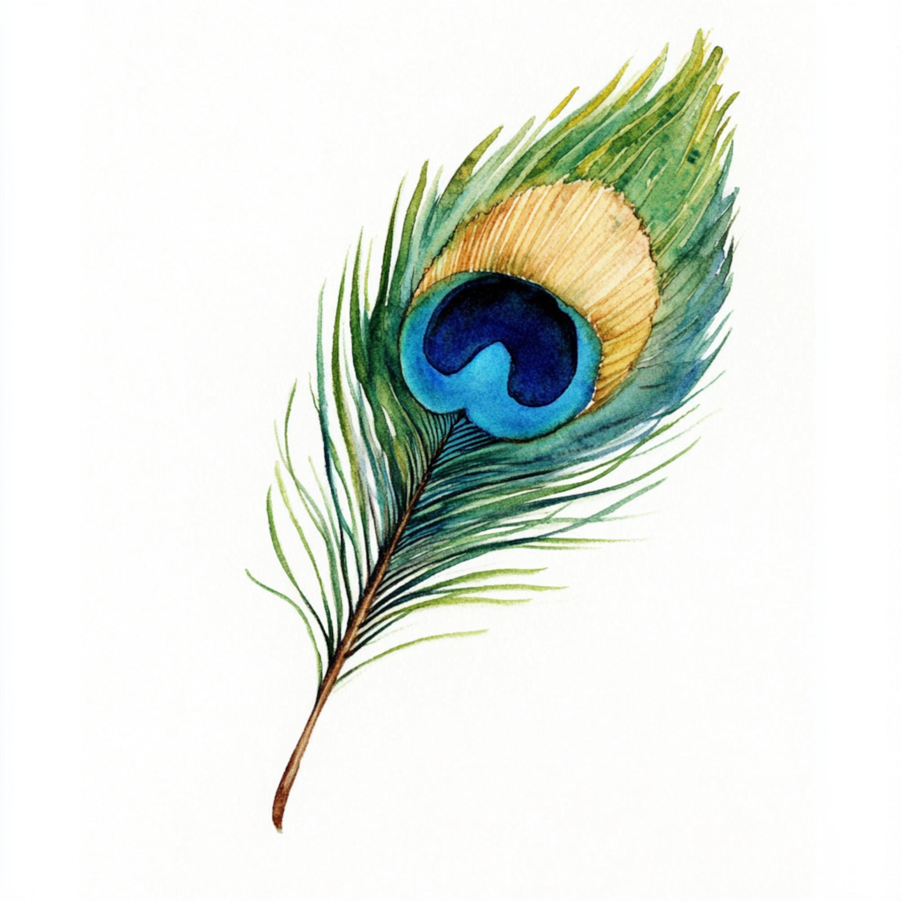 10 Printable Feather, Watercolor Peacocks Feather Clipart, Printable ...