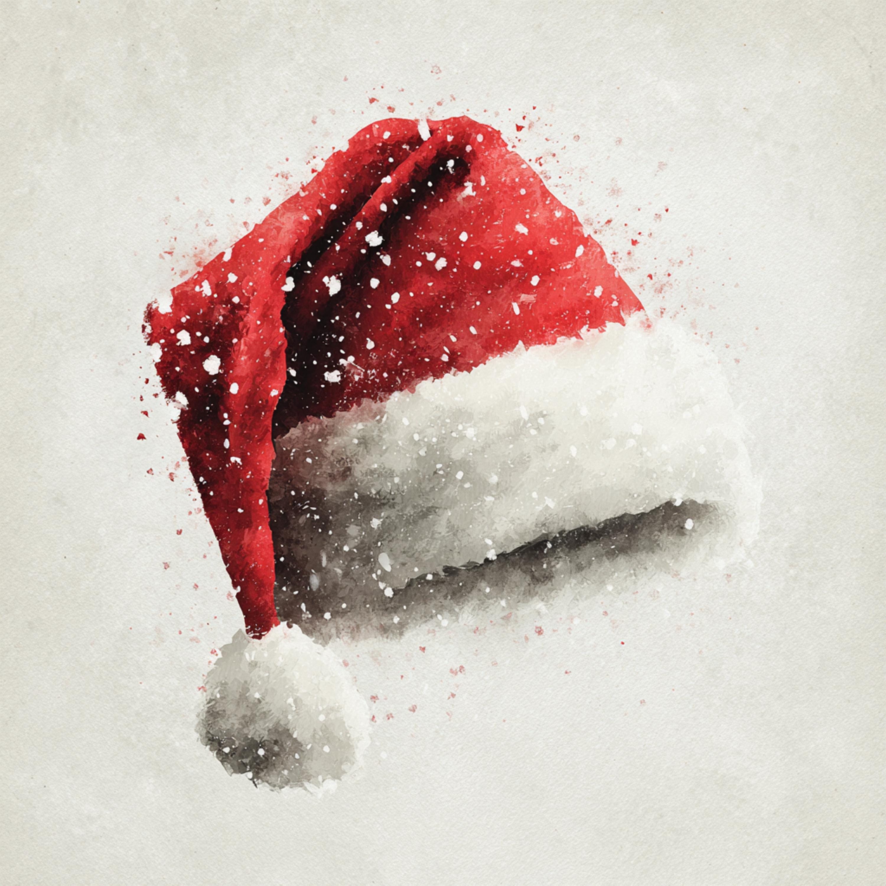 12 Printable Santa Hat, Watercolor Red Santa Hat, Christmas Clipart ...