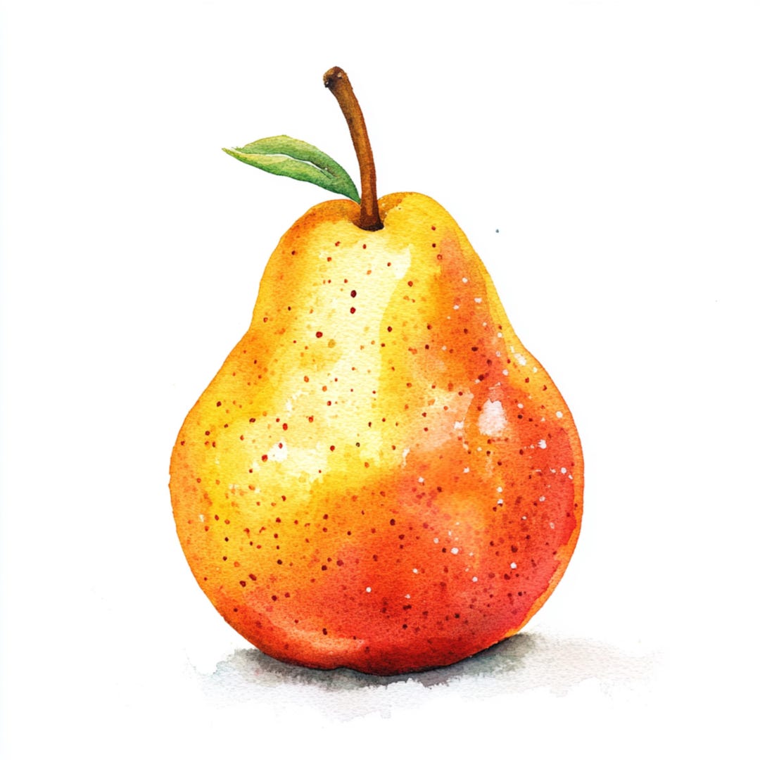 10 Printable Pears, Watercolor Yellow Pears, Pears Clipart, Kitchen ...