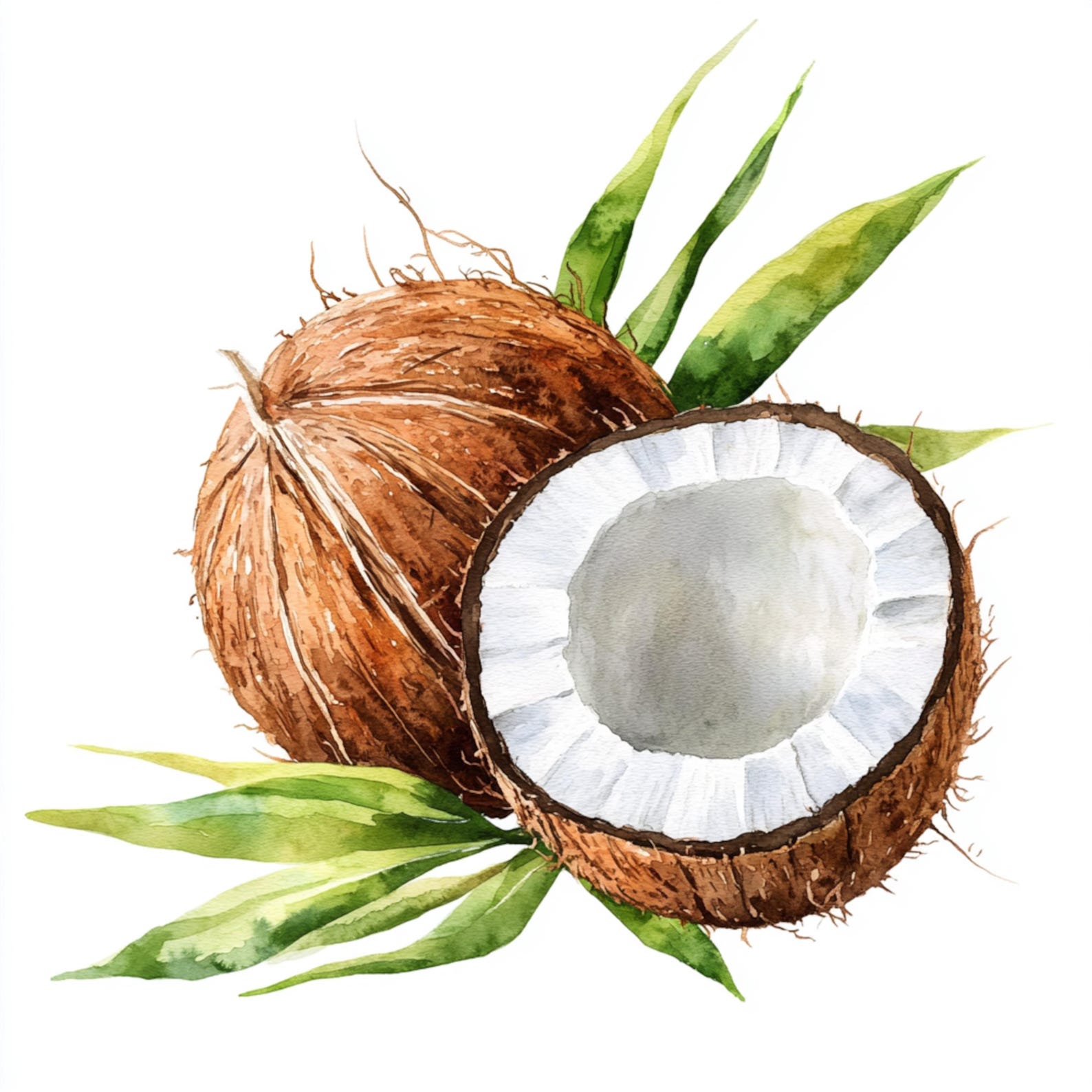 10 Printable Coconuts, Watercolor Coconuts, Coconuts Clipart, Kitchen ...