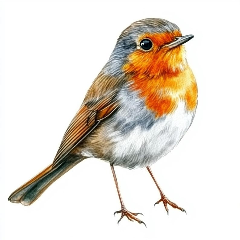 10 Printable Red Robin Clipart, Christmas Birds, Watercolor Birds ...