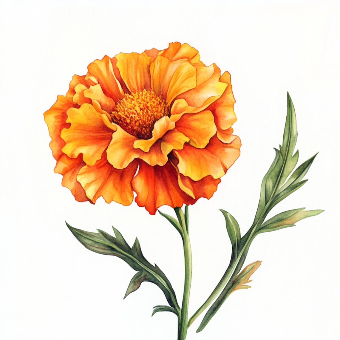 10 Printable Marigold Flower Decor, Watercolor Marigold Art, Marigold ...