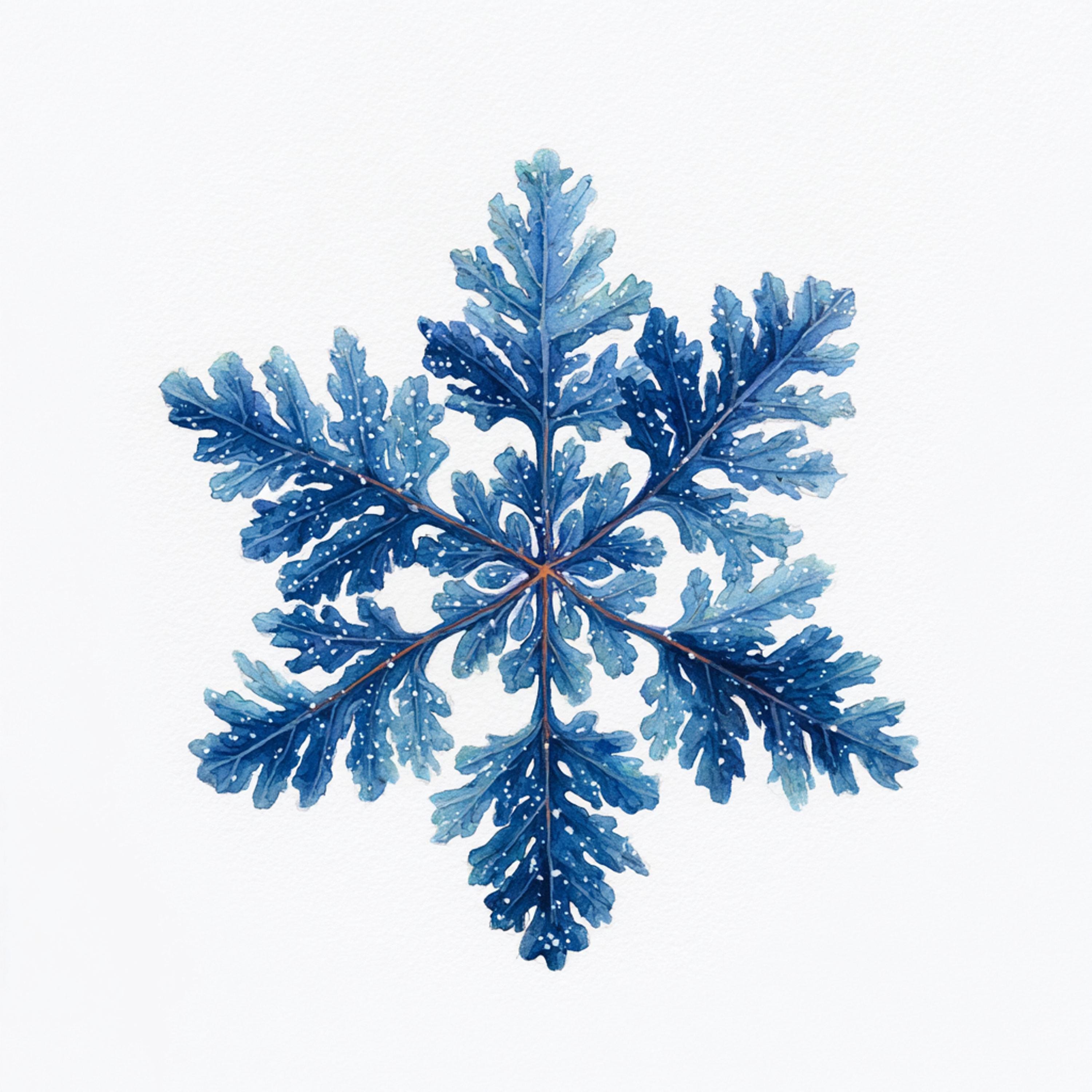 10 Printable Blue Snowflake, Watercolor Snowflake, Digital Paper Craft ...