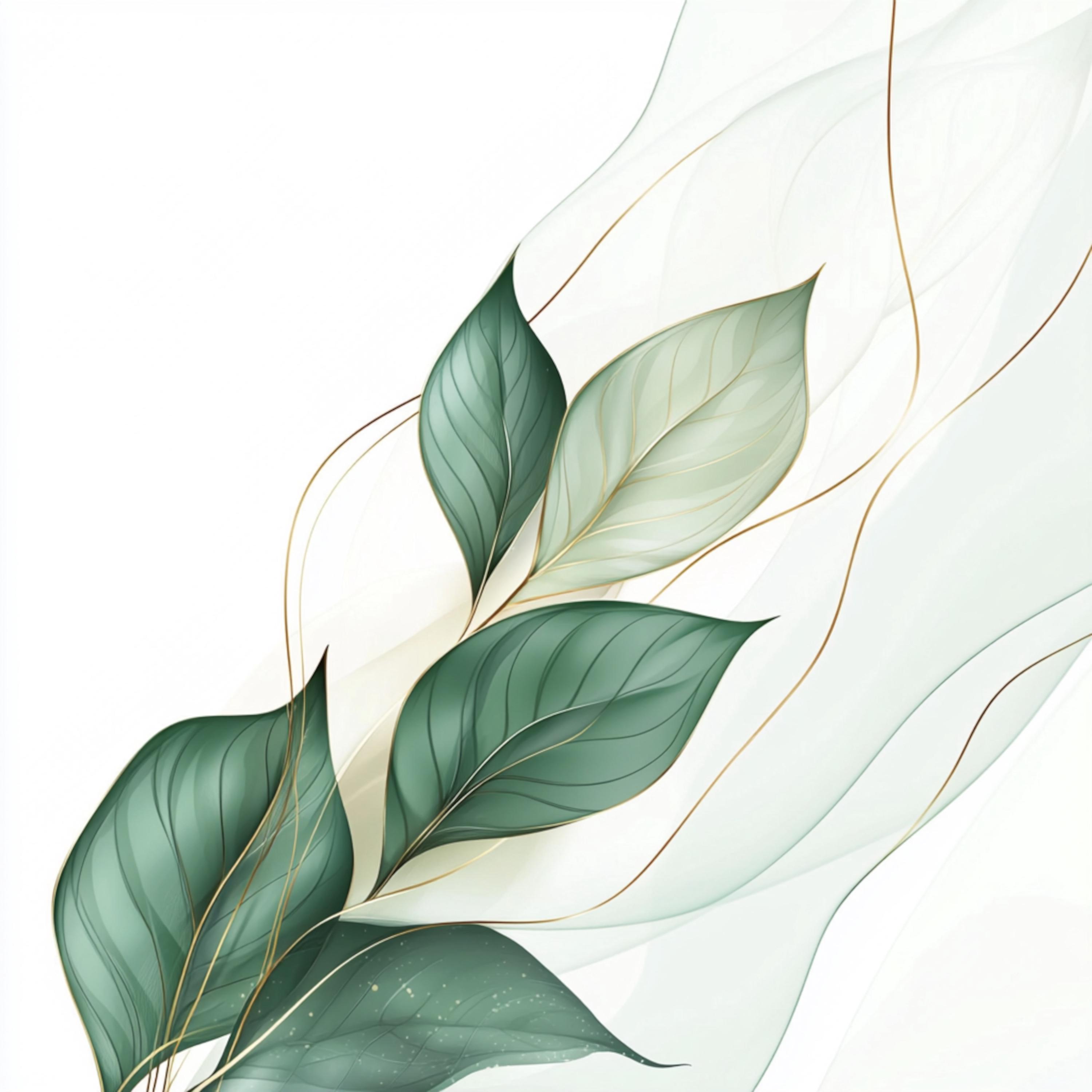 Printable Abstract Leaves, Watercolor Green Leaves, Botanical Art, Clip ...