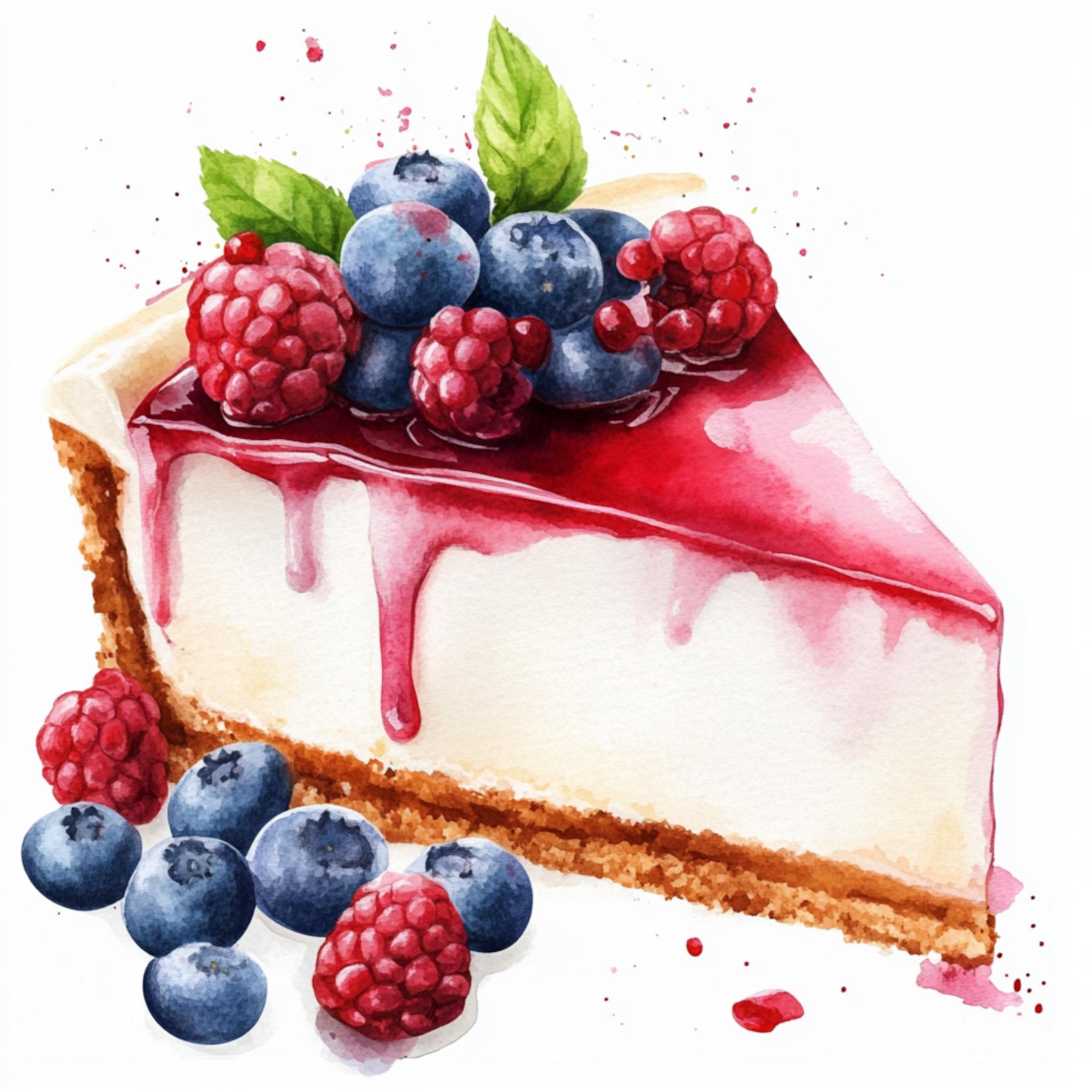 10 Printable Cheesecake, Watercolor Images, Food Art Decor Clipart ...