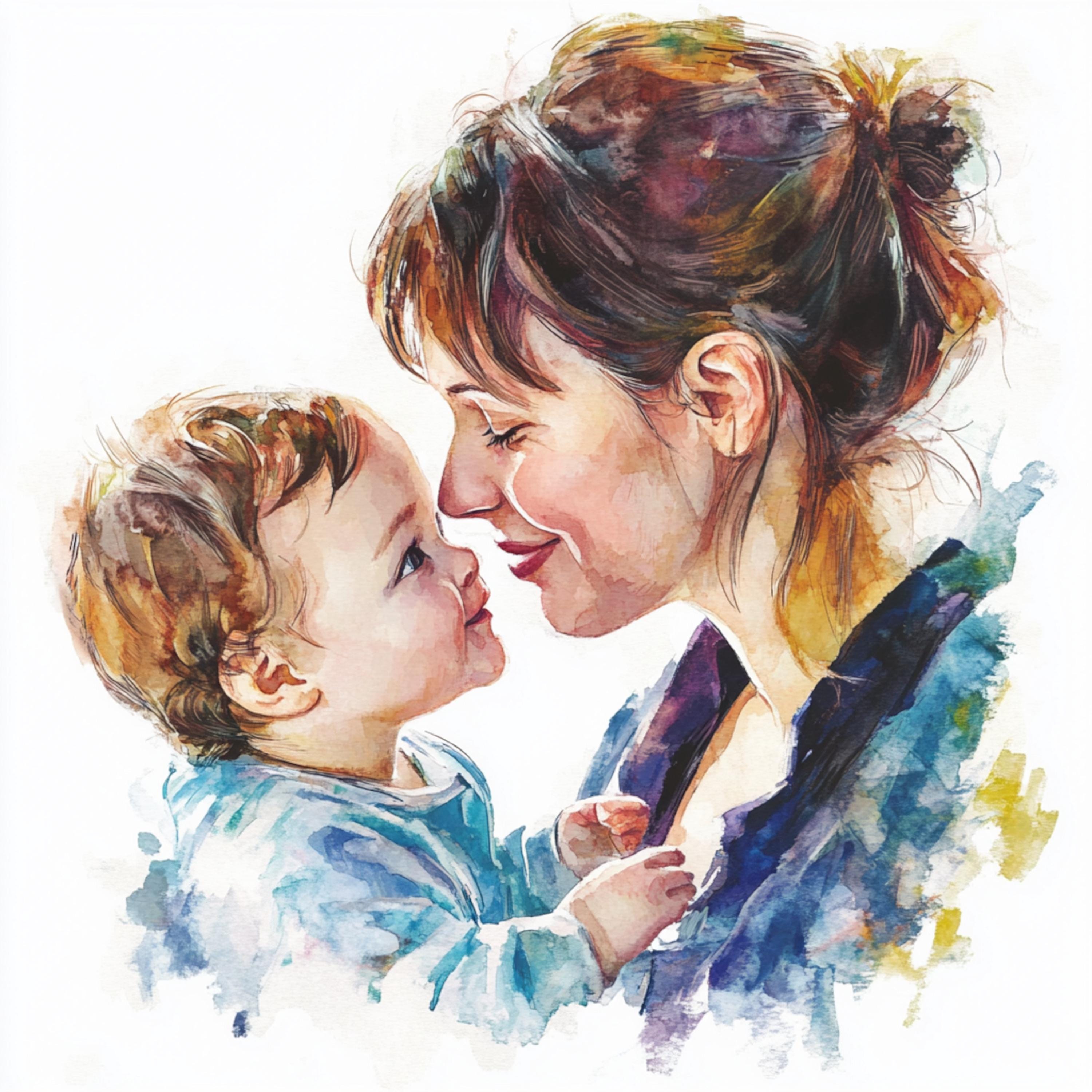 Printable Mother and Baby, Mother and Child Clipart, Mother's Day Card ...